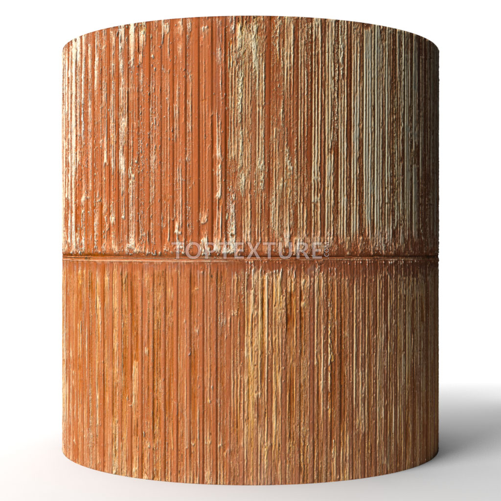 Old Corrugated Red Metal Plates - Top Texture